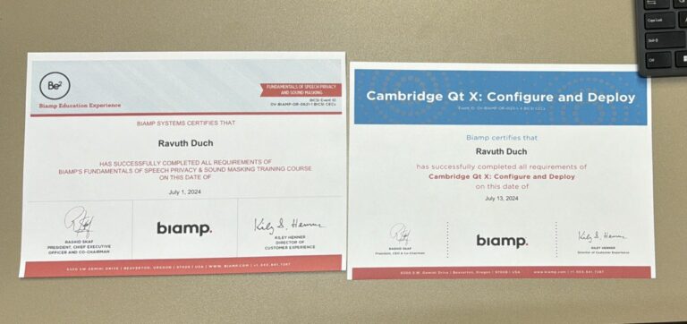 Biamp Certificates - Cheang Sim Center